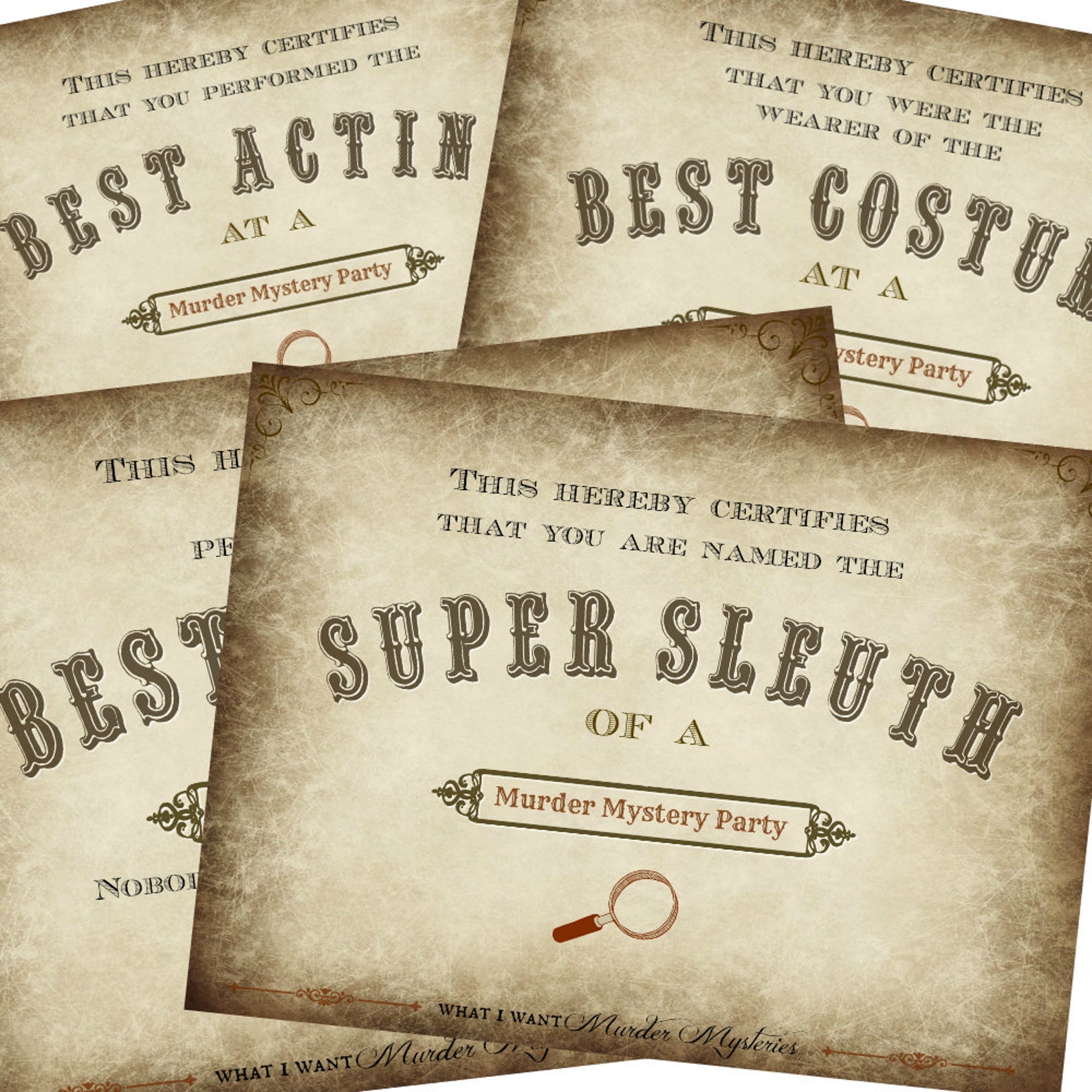 Murder Mystery Party Award Certificates I Western Murder Mystery Party ...