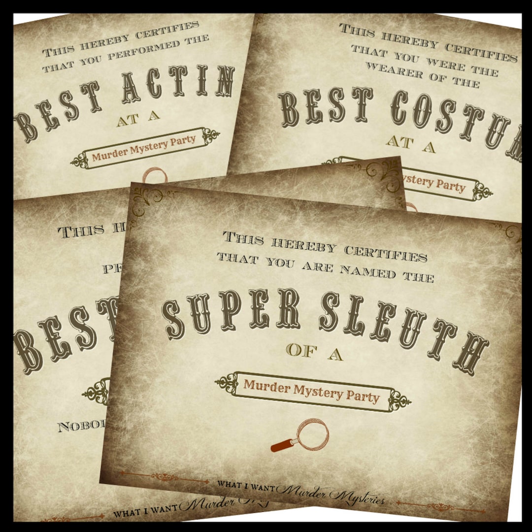 Murder Mystery Party Award Certificates I Western Murder Mystery Party ...