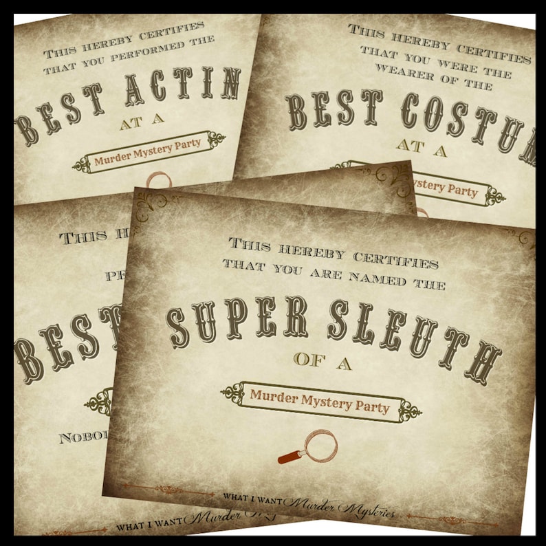 Murder Mystery Party Award Certificates I Western Murder Mystery Party ...