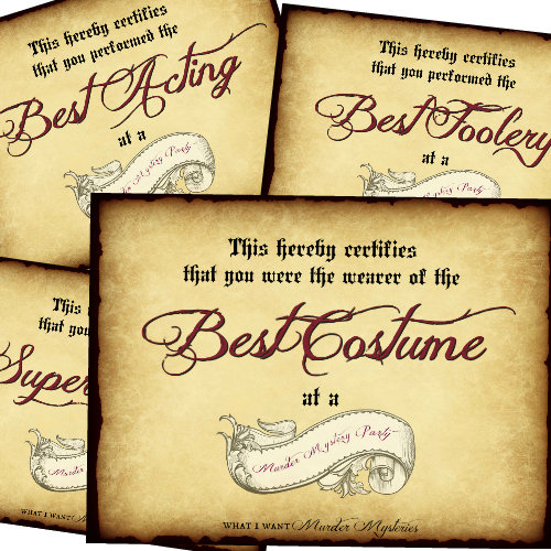 Murder Mystery Award Certificates I Old World Style Award Certificates ...