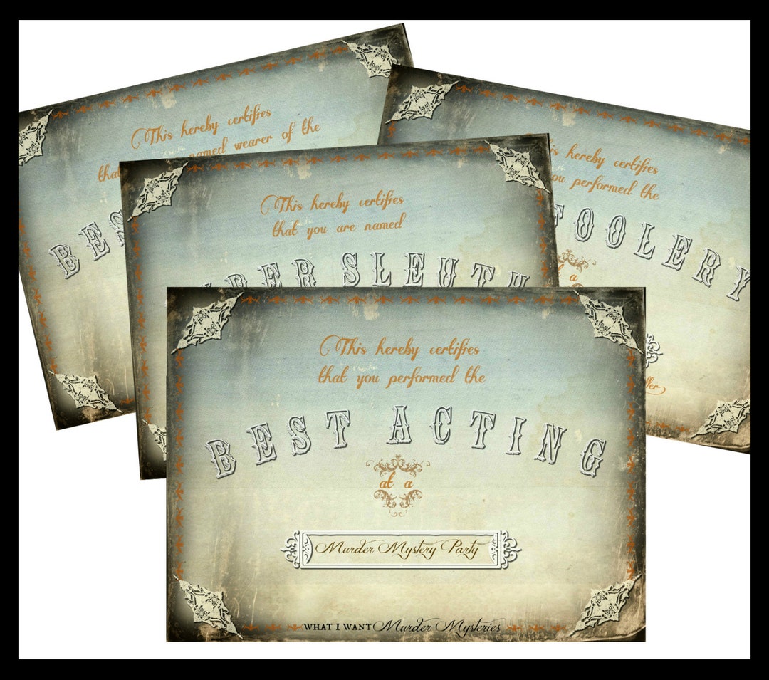 Murder Mystery Party Award Certificates I Wild West Murder Mystery ...