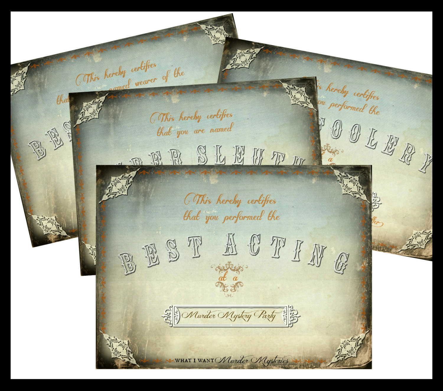 Murder Mystery Party Award Certificates I Wild West Murder Mystery ...