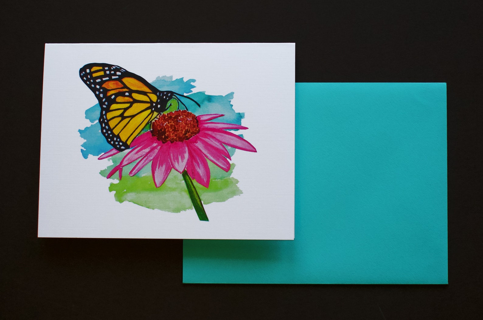 BUTTERFLY AND DAISY Notecard Set, Floral Stationery, Set of 10 Cards ...
