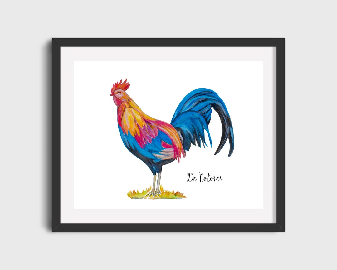 COLORFUL ROOSTER Watercolor Print, Rooster Wall Art, Bird Wall Decor ...