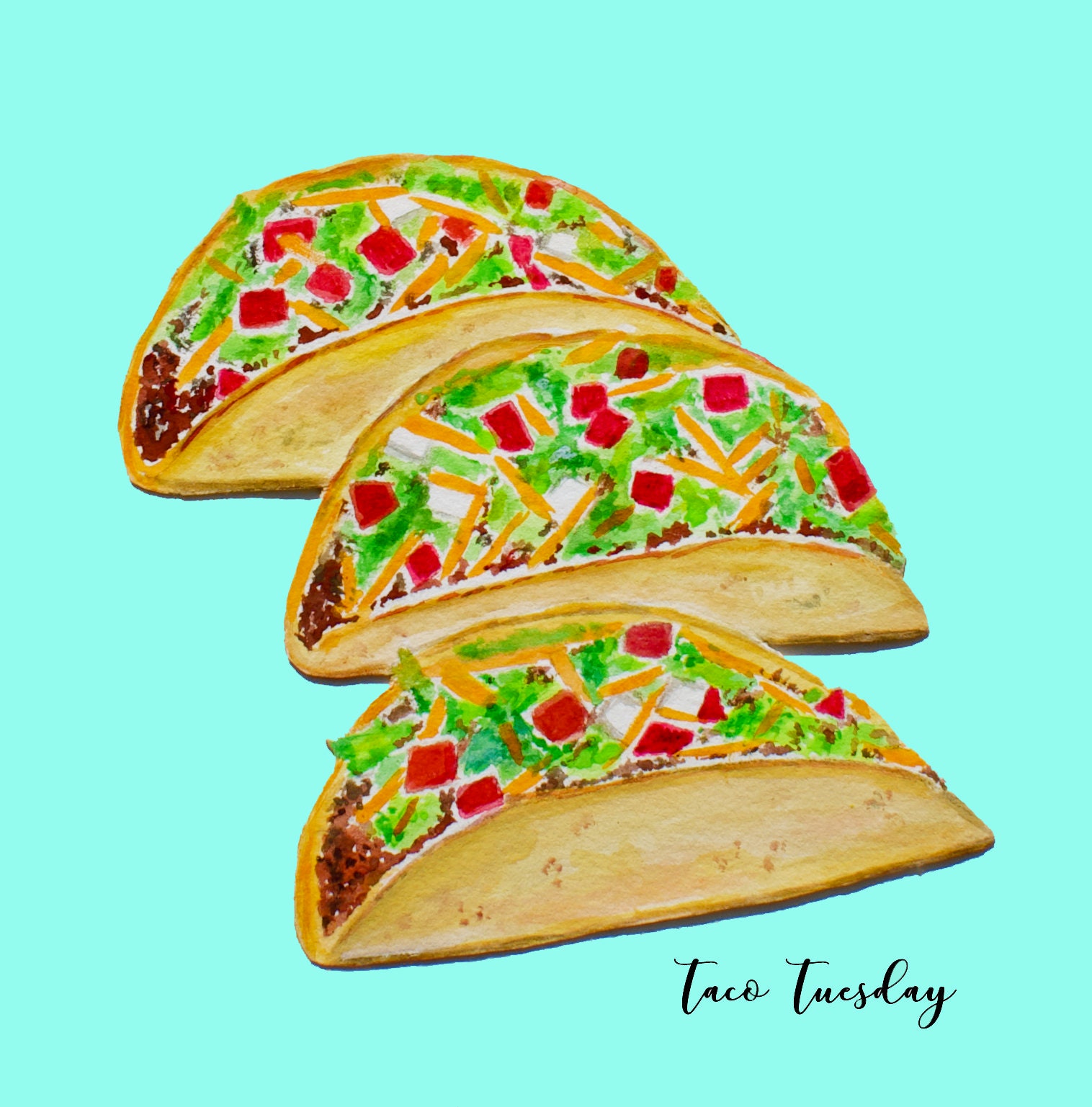 TACOS WATERCOLOR Art Print 12 X 12 Mexican Food Wall Art - Etsy