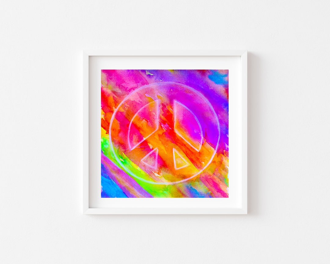 Peace Sign Watercolor Art Print: 60s Symbol Abstract (12x12) - Etsy