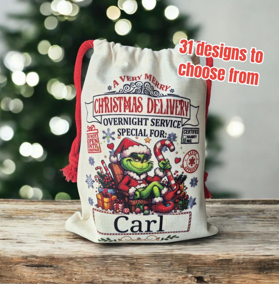 Santa Sack the Grinch Personalised Disney Characters - Etsy