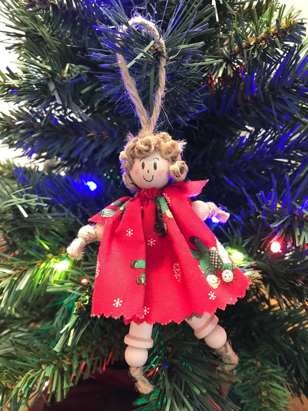 Wooden Spoolie Doll Ornament for Your Christmas Tree Old - Etsy UK