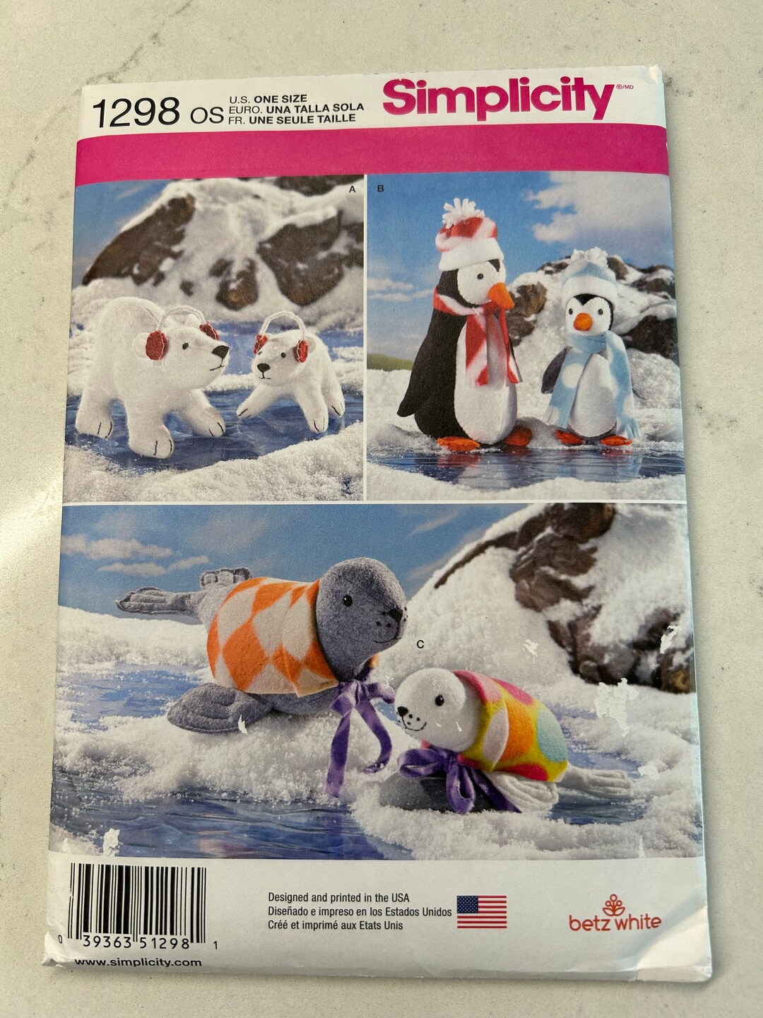 Simplicity Pattern 1298, Sewing Pattern to Make Adorable Stuffed Toy ...