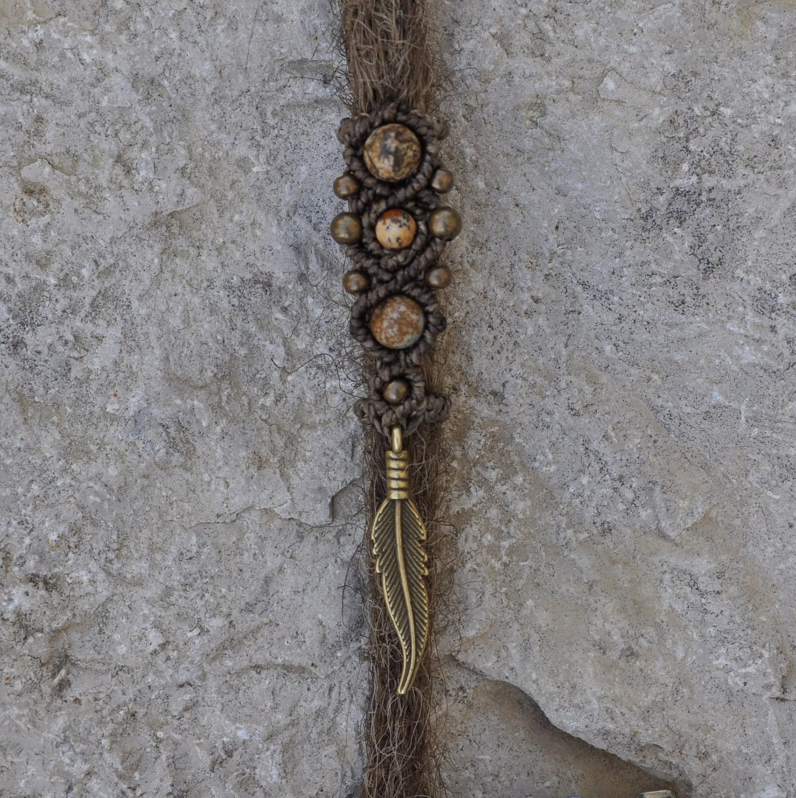 Braune Makramee Dreadperle mit Edelstein und Messingperlen | Etsy