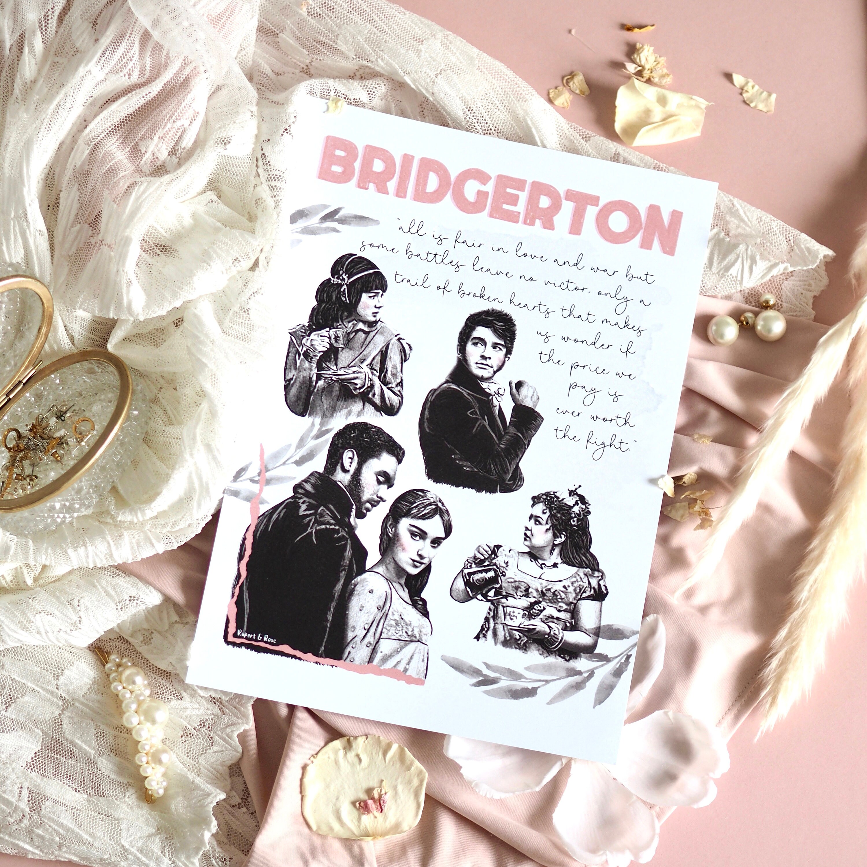 Bridgerton Hand Drawn A4 Art Print Bridgerton Print Wall | Etsy