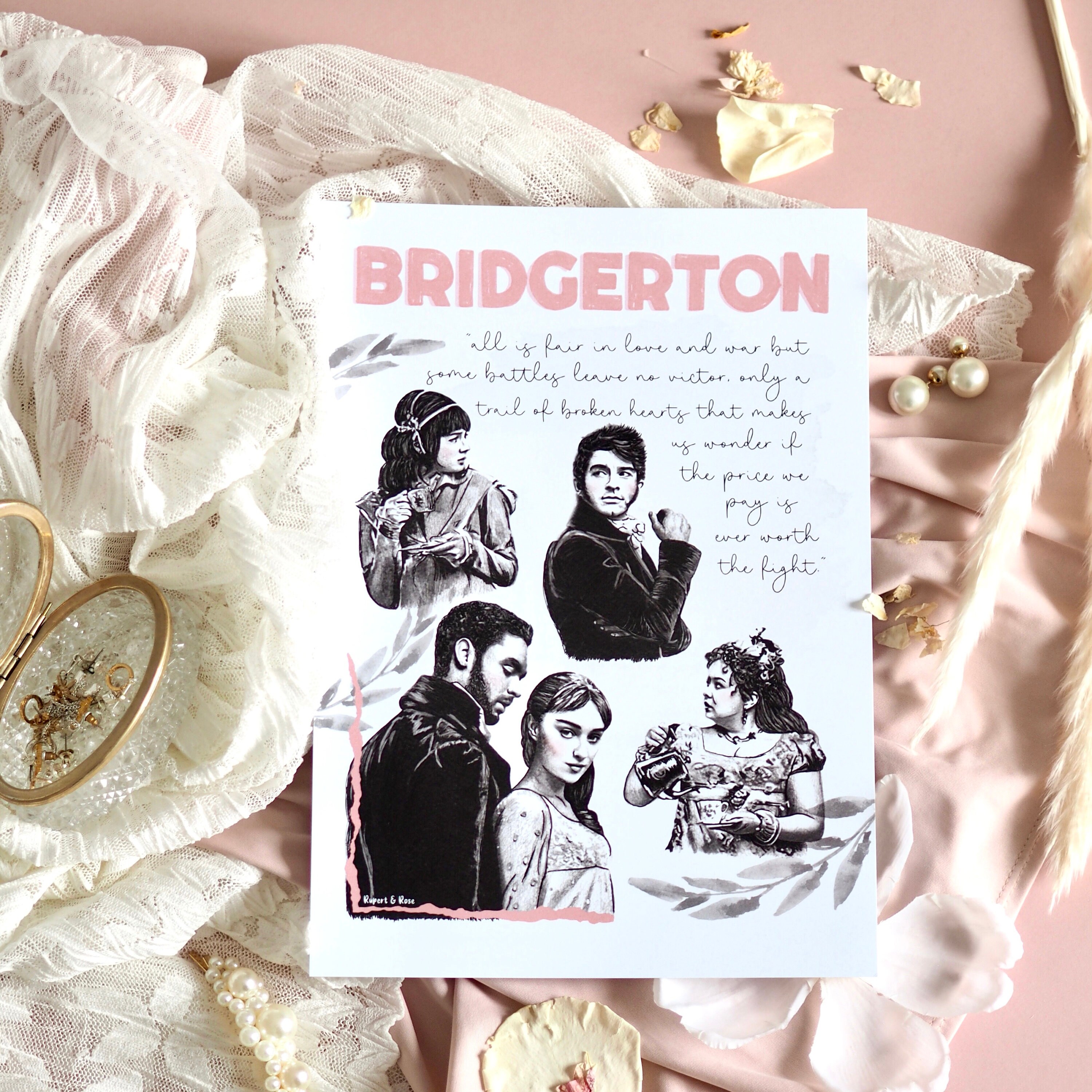 Bridgerton Hand Drawn A4 Art Print Bridgerton Print Wall | Etsy