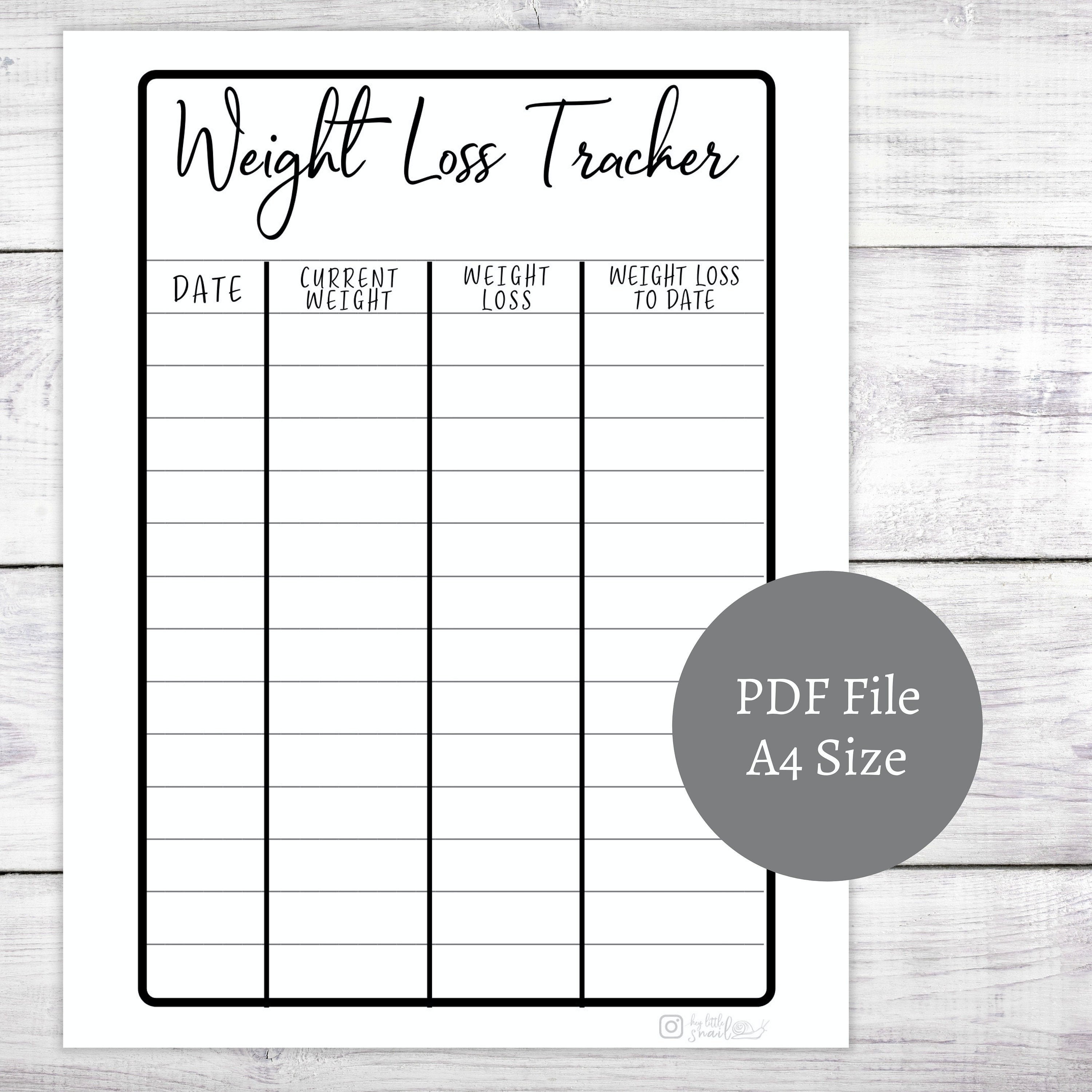 Printable Weight Loss Tracker Weight Loss Printable Fitness Etsy