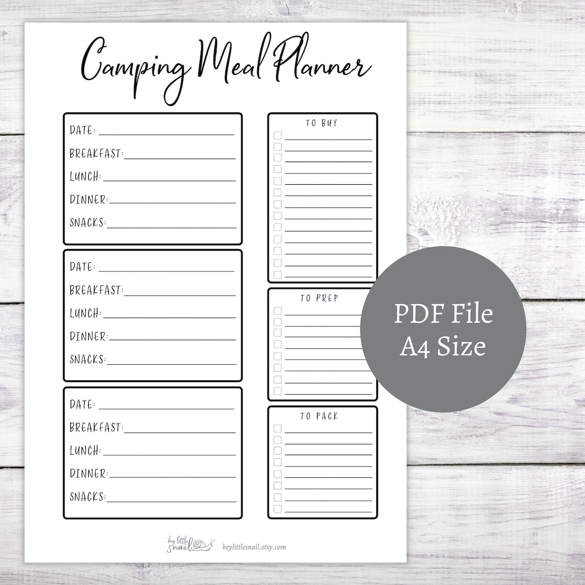 Camping Meal Plan Printable - Printable Word Searches