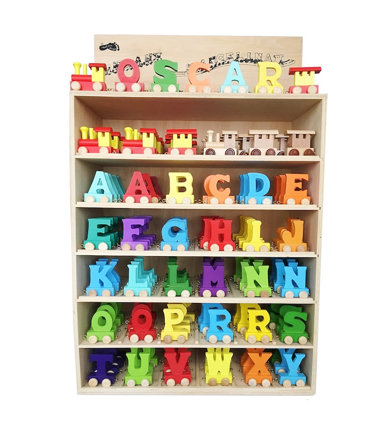 Colour Letter Train With Heart Carriage, Christening Gift, Wooden Toy ...