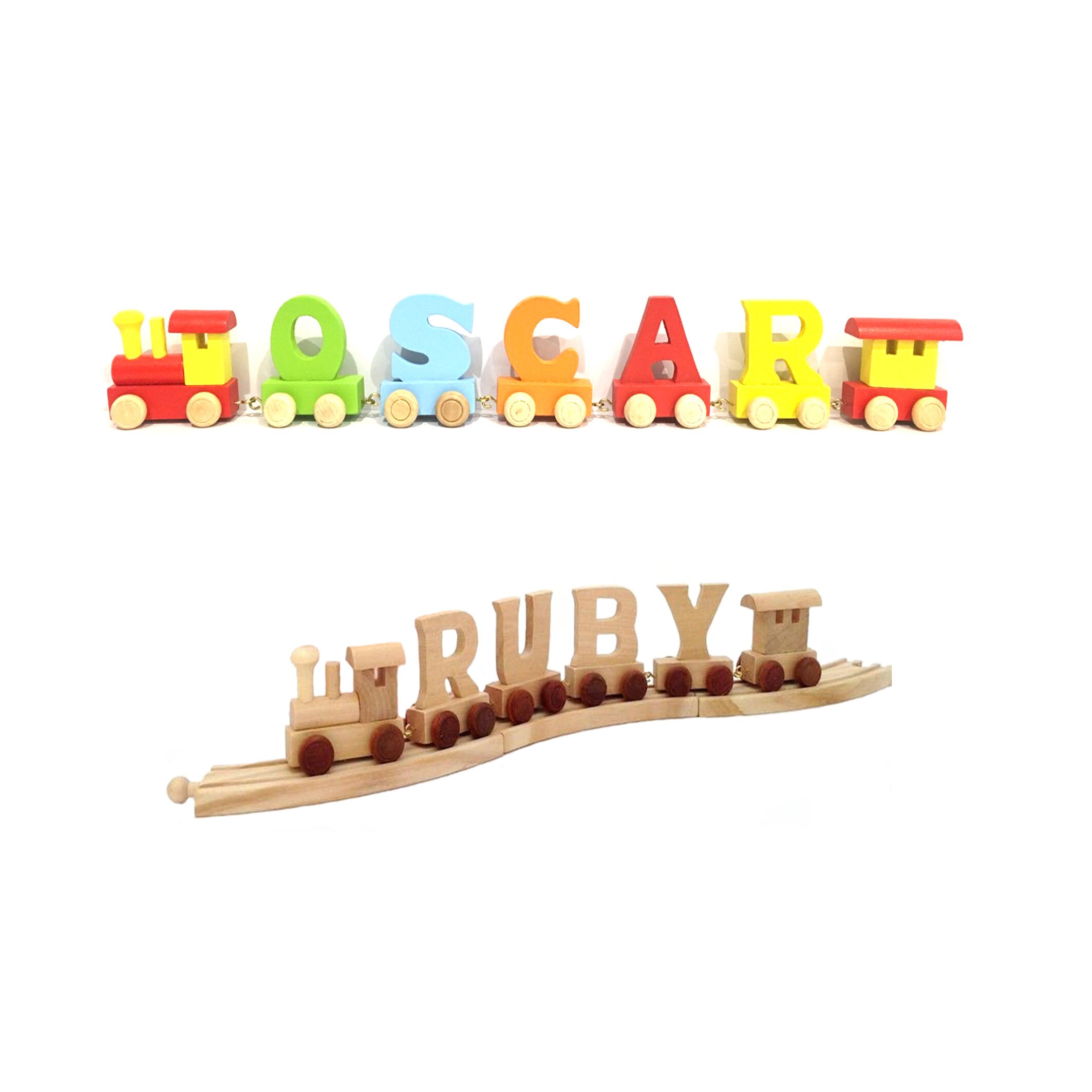 Personalised Letter Train Multi Coloured Wooden Train With | Etsy