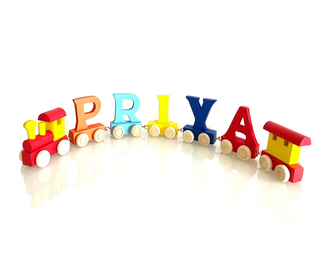 Personalised Letter Train Multi Coloured Wooden Train With - Etsy