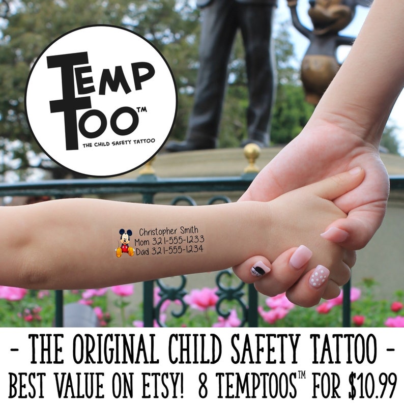Temptoo the Child Safety Tattoos Safety ID Tattoos - Etsy