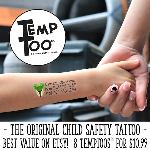 Temptoo the Child Safety Tattoos Safety ID Tattoos - Etsy