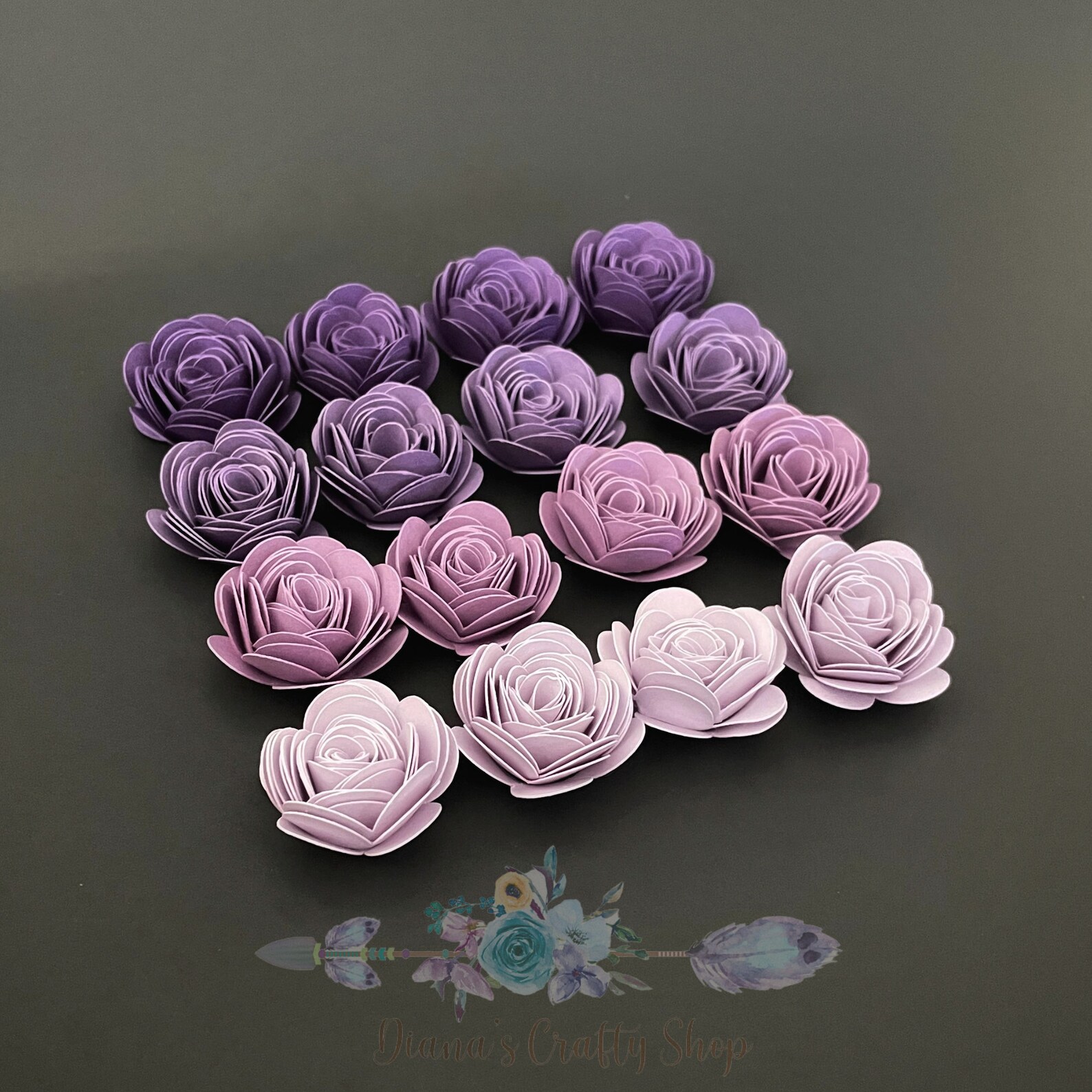 Purple Passion Set, 1 Tiny Paper Roses, 3D Flowers, Embellishments ...