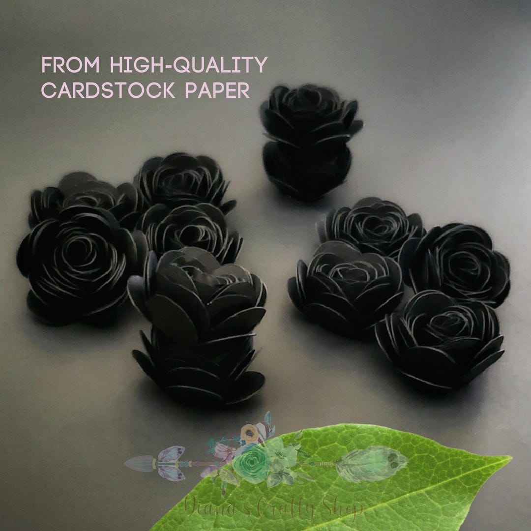 Tiny Black Paper Roses: Floral Embellishments for Crafts - Etsy