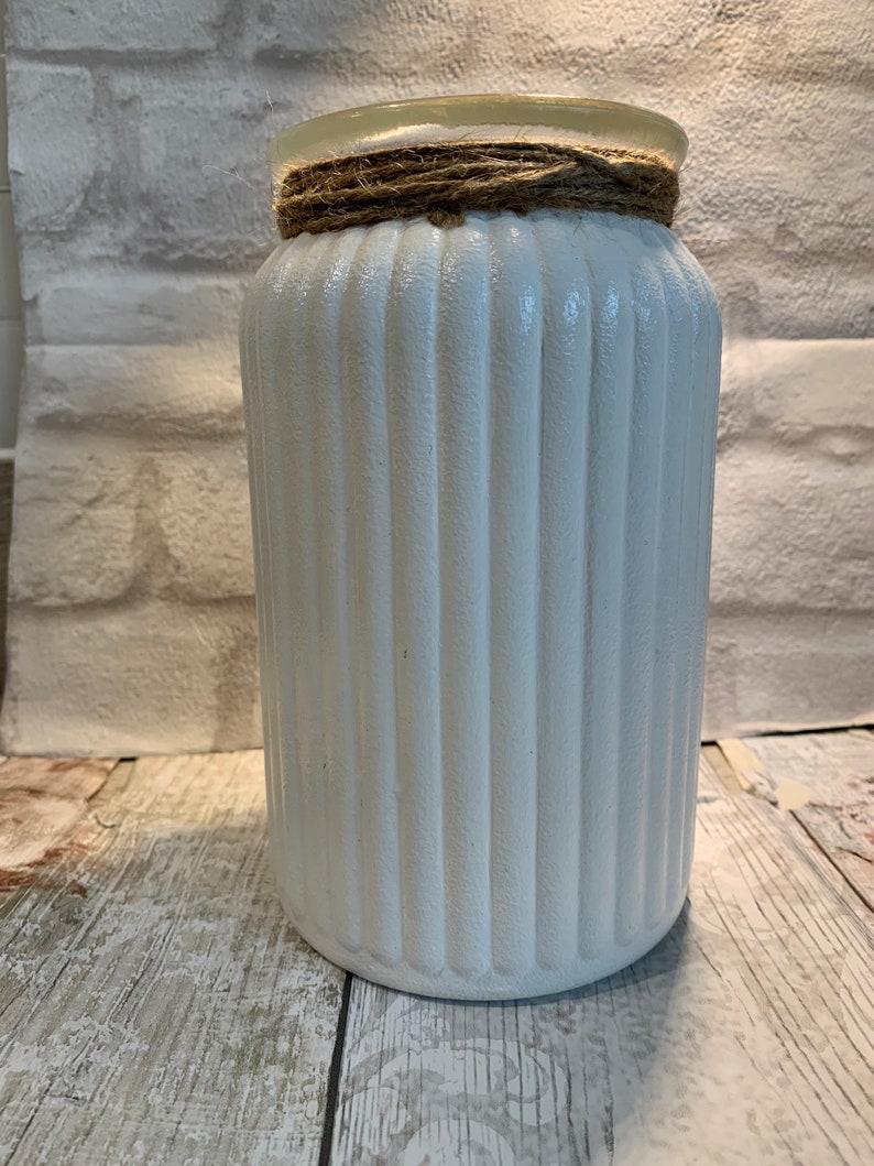 Free P&P Large Glass Ribbed Vase Hand Painted and Decoupaged Highland ...