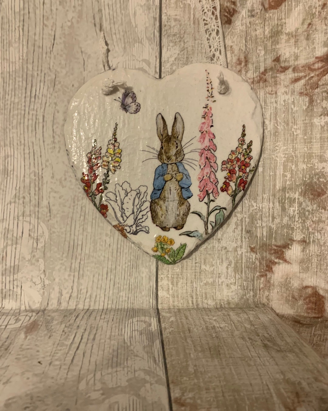 Free P&P 15cm Peter Rabbit Slate Hanging Heart Nursery Decor - Etsy