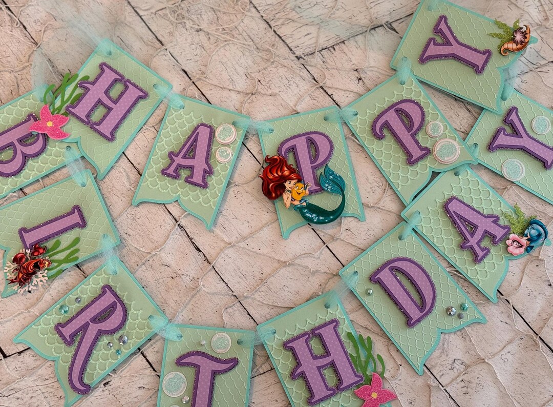 Little Mermaid Birthday Banner,mermaid Banner, Ariel Birthday Banner ...