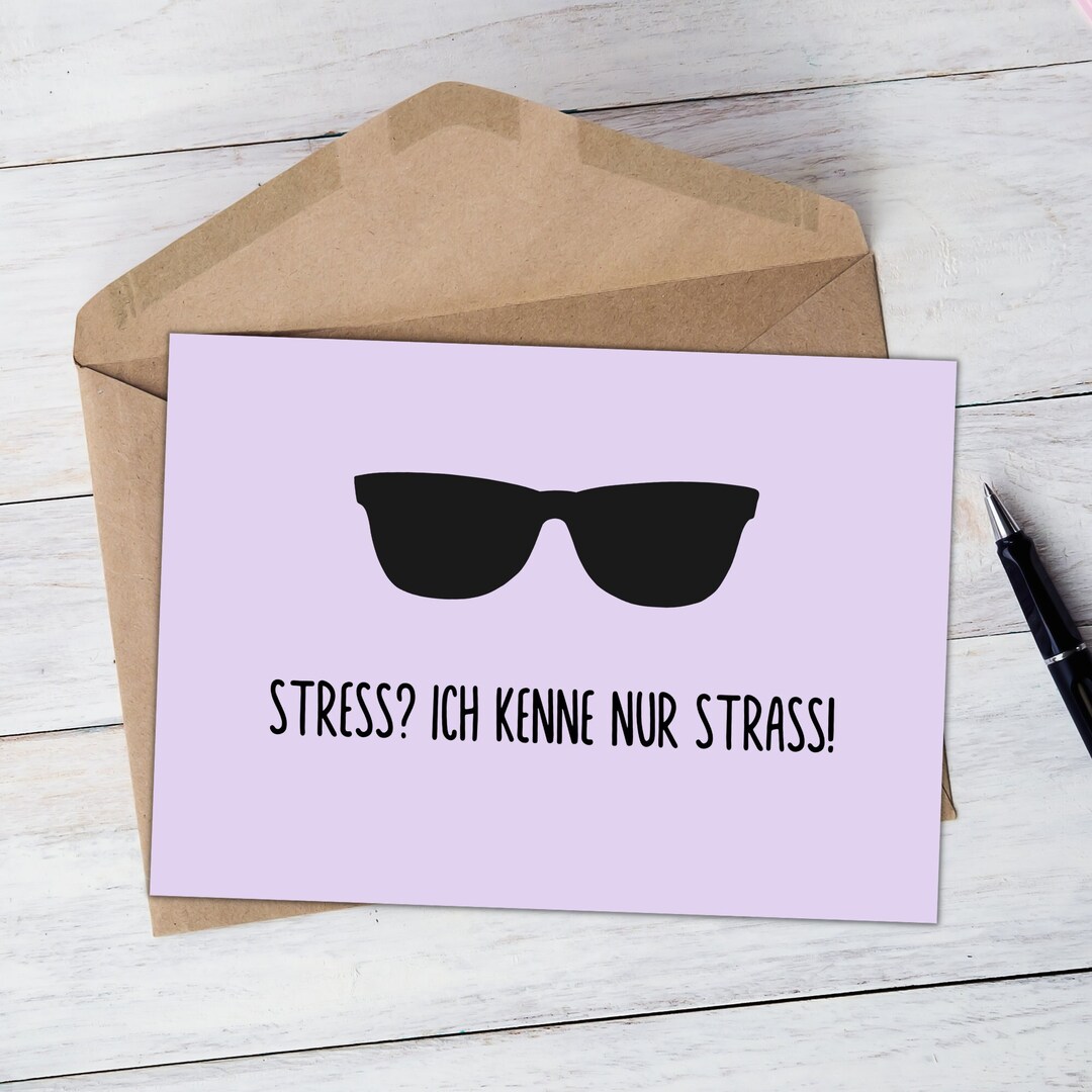 Funny Card With the Saying "stress? I Only Know Strass!" | Sayings Card ...