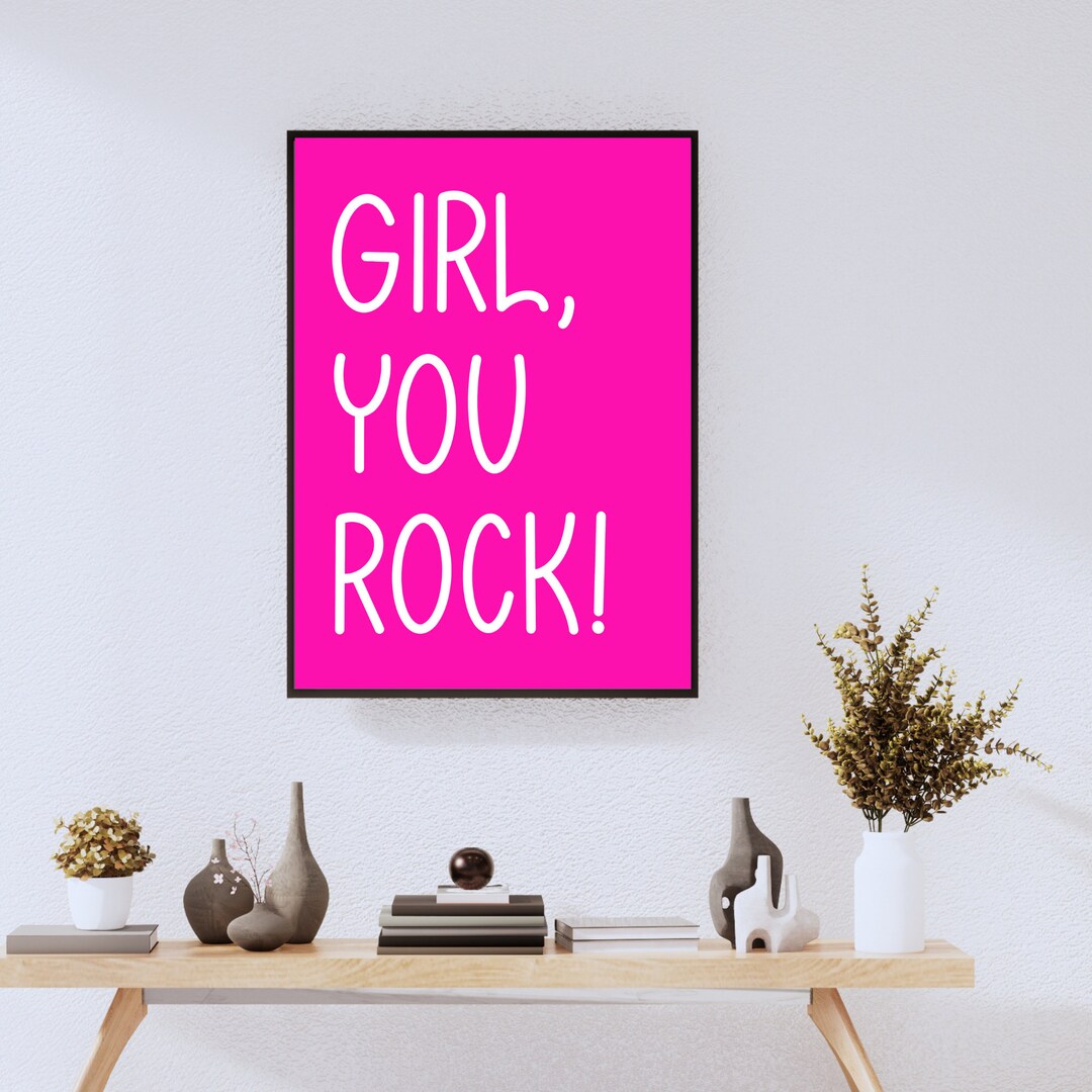 Motivational Poster GIRL YOU ROCK Poster Encouragement Positive Print ...