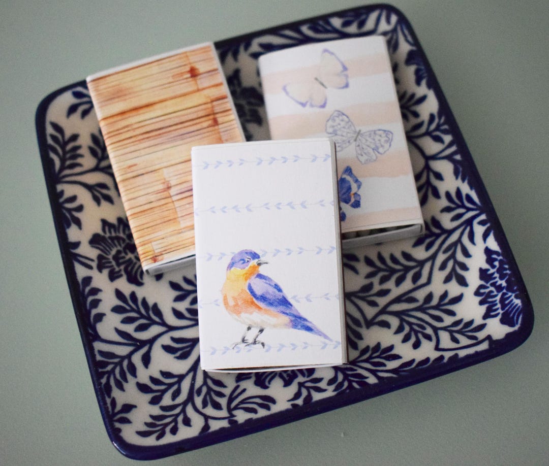 3 Piece Chinoiserie Bird Butterfly Basket Print Matchsticks Matchbox ...