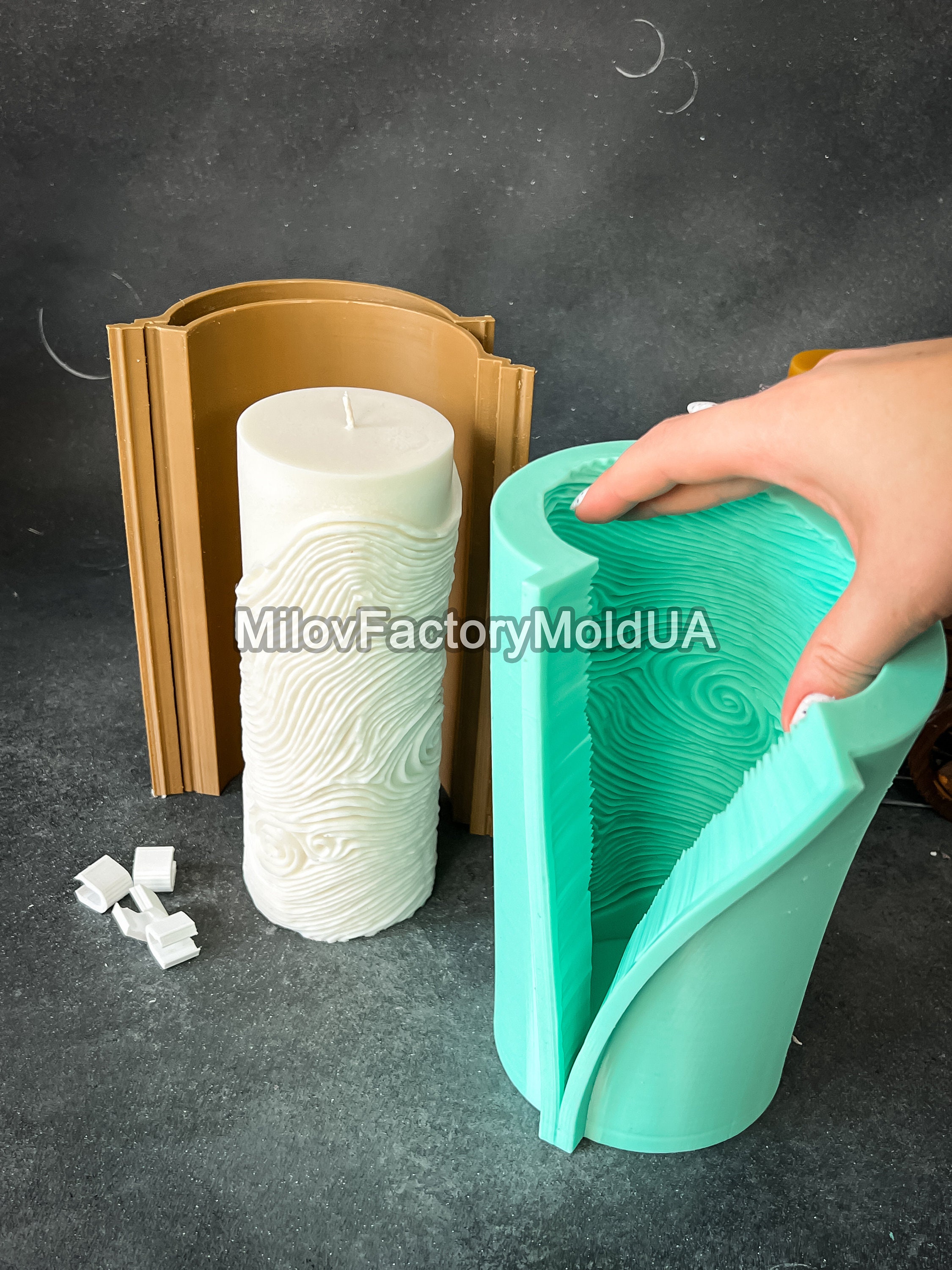 Exclusive Cylinder Molds Waves - Pillar Mold Silicone - Unique Pillar ...