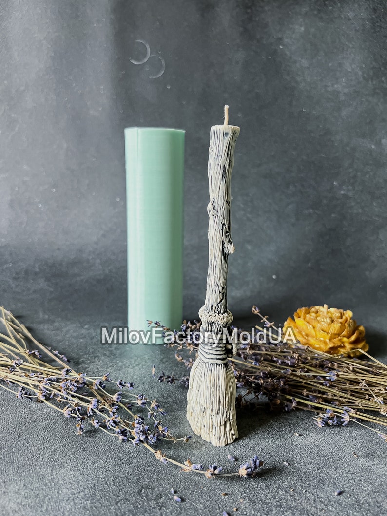 Witch Broom With Cweorth Rune Silicone Mold BEESWAX Only Sculpture ...
