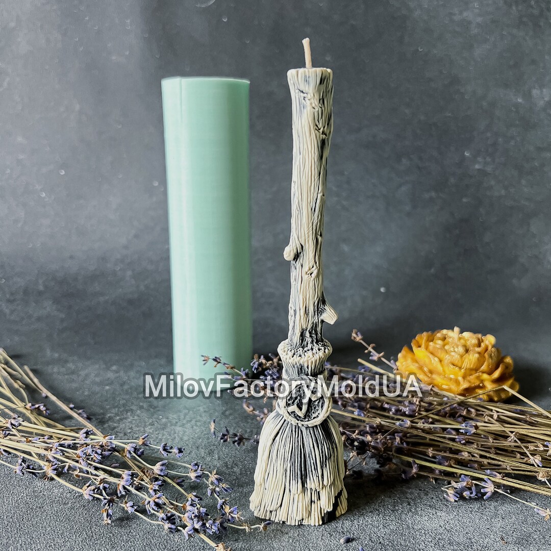 Witch Broom With Cweorth Rune Sculpture Silicone Mold Broom Mold Withy ...