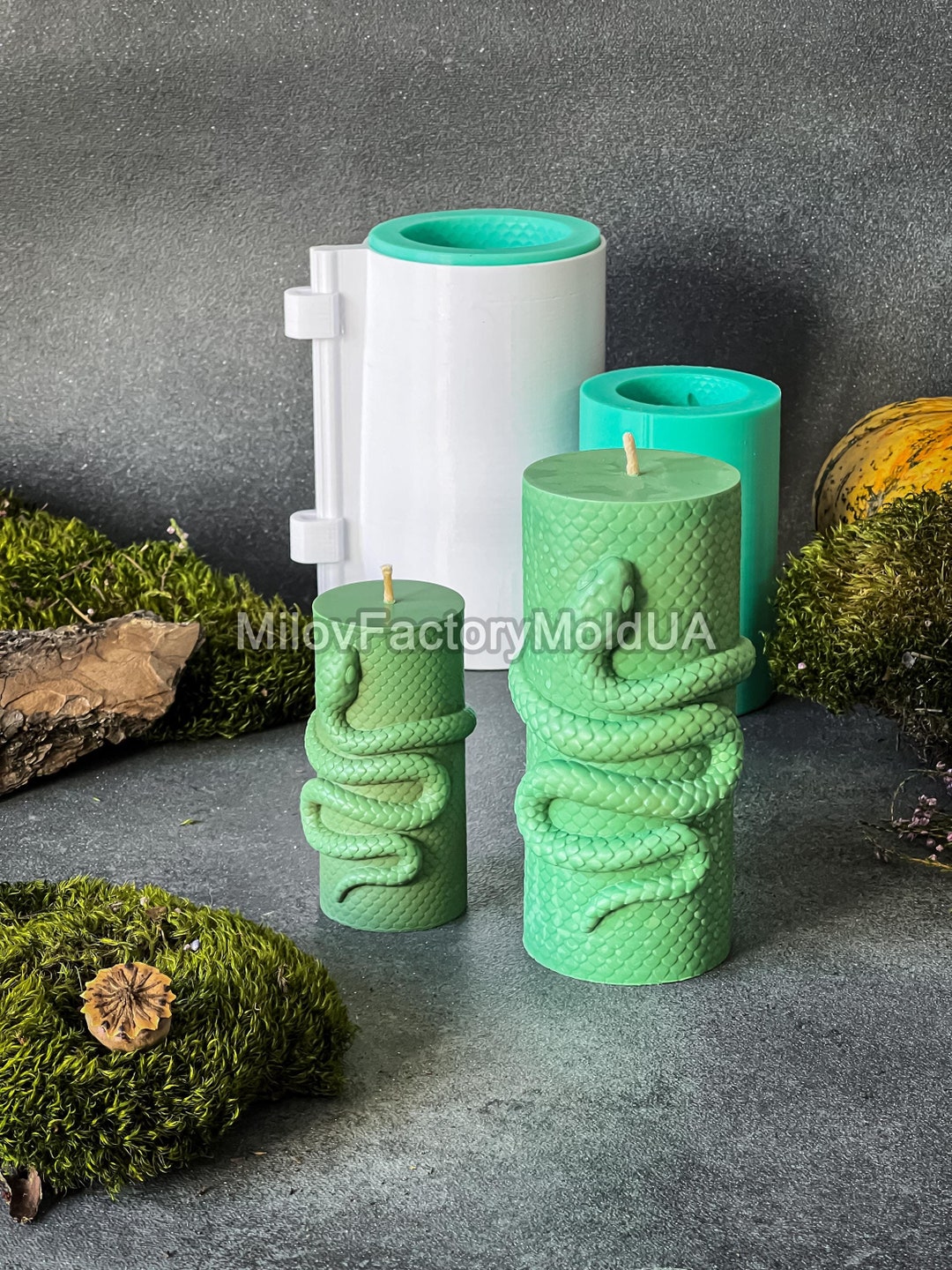 Snake Cylinder Candle Mold - Silicone Candle Mold Cylinder With a Snake ...