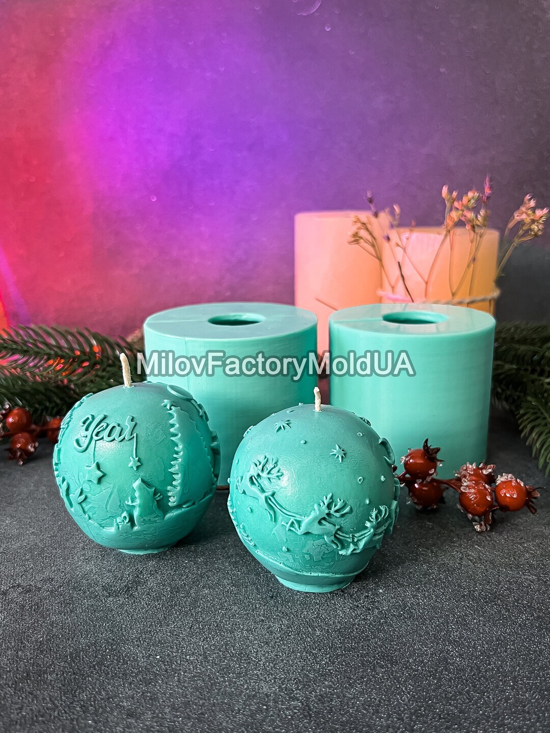 Christmas Globe Mold - New Year Ball Mold - Christmas Candle Mold ...