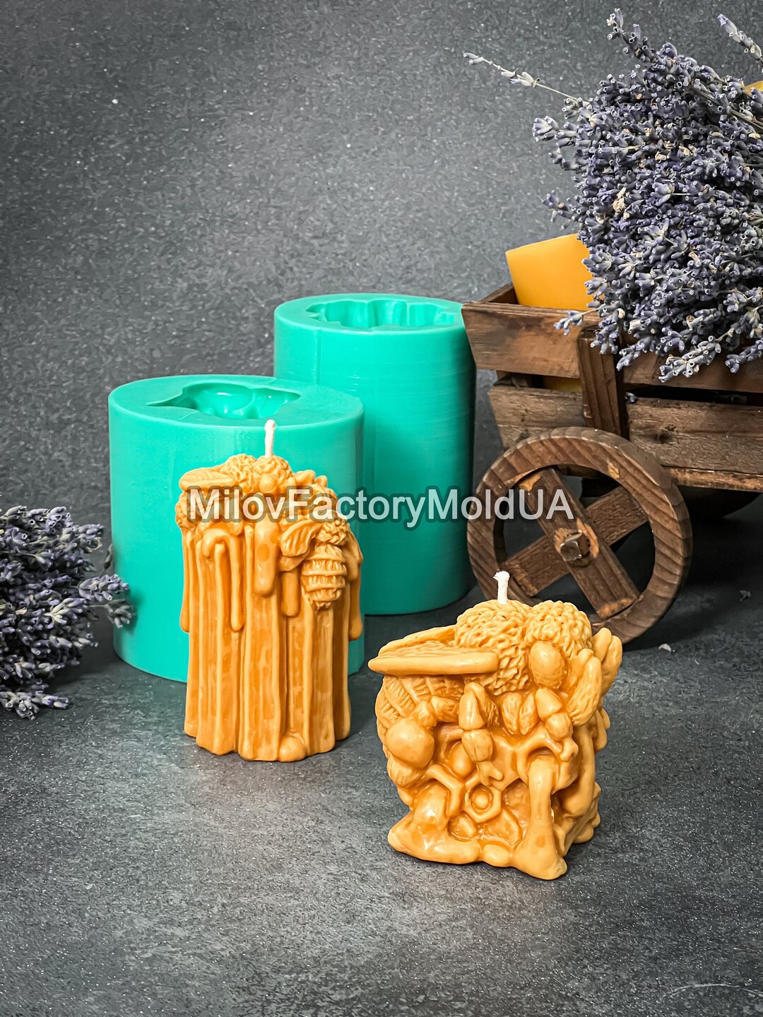 Bees on the Honeycomb Mold - Unique Candle Mold - Beeswax Candle Mold ...