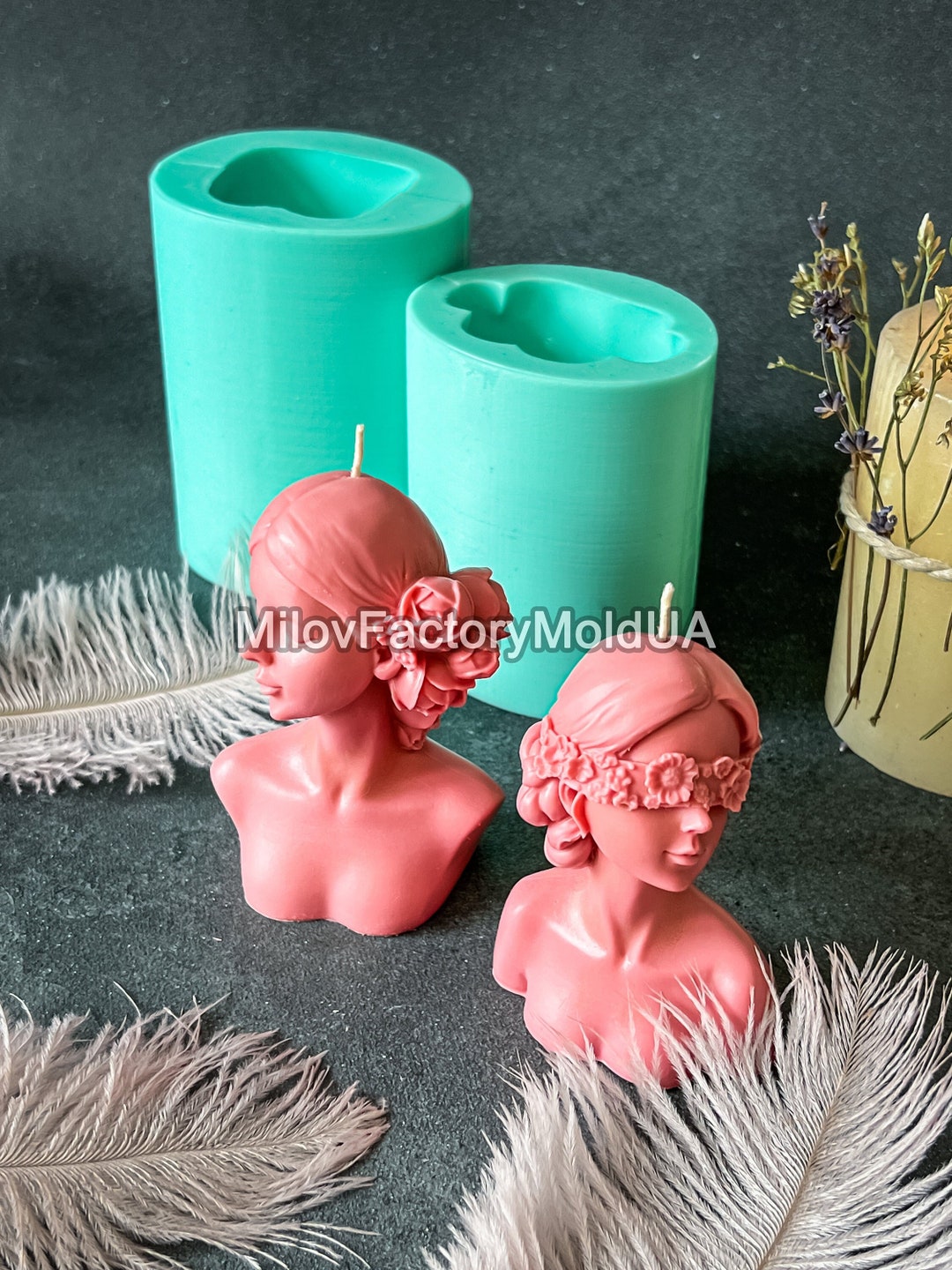 Girl With Flowers Mold - Blindfolded Girl Mold - Flower Girl Mold ...