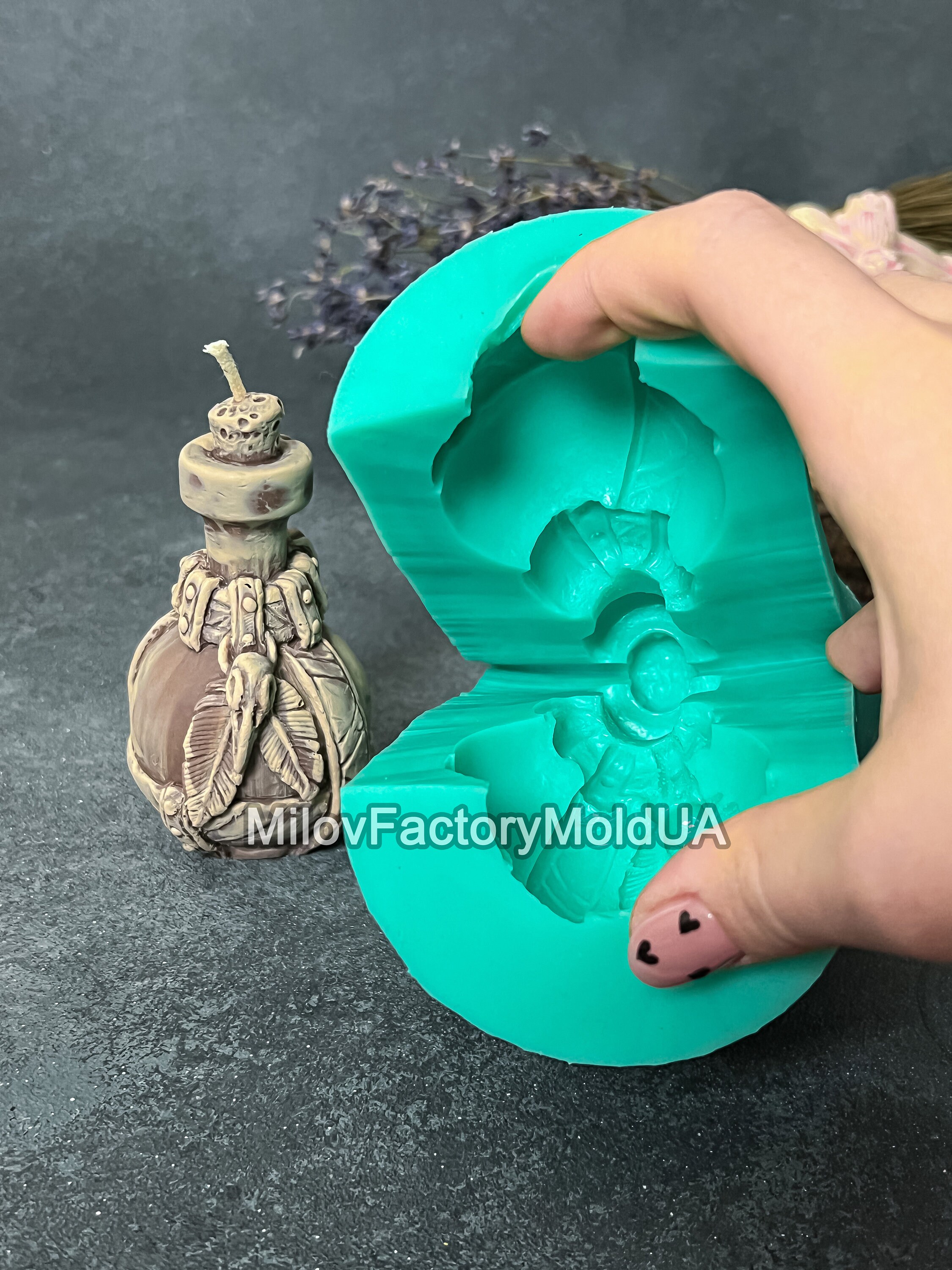 Magic Potion With Scull Candle Silicone Mold Witch's Magic Potion Mold ...