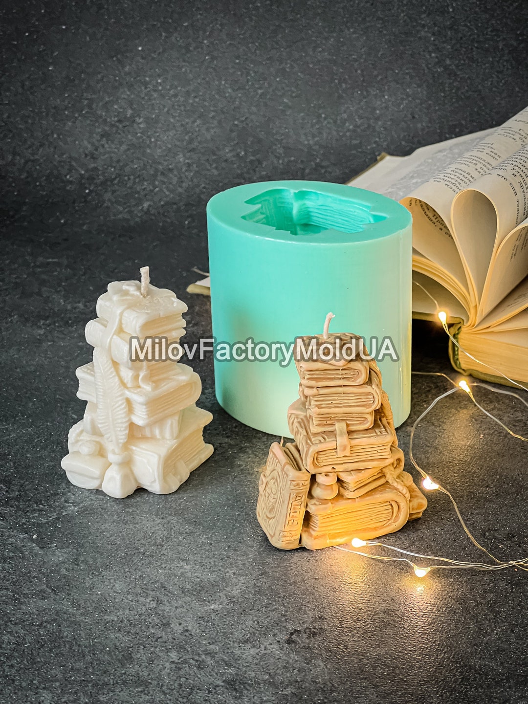 A Pile of Books Mold - Candle Mold Books - Book Candle Mold Silicone ...