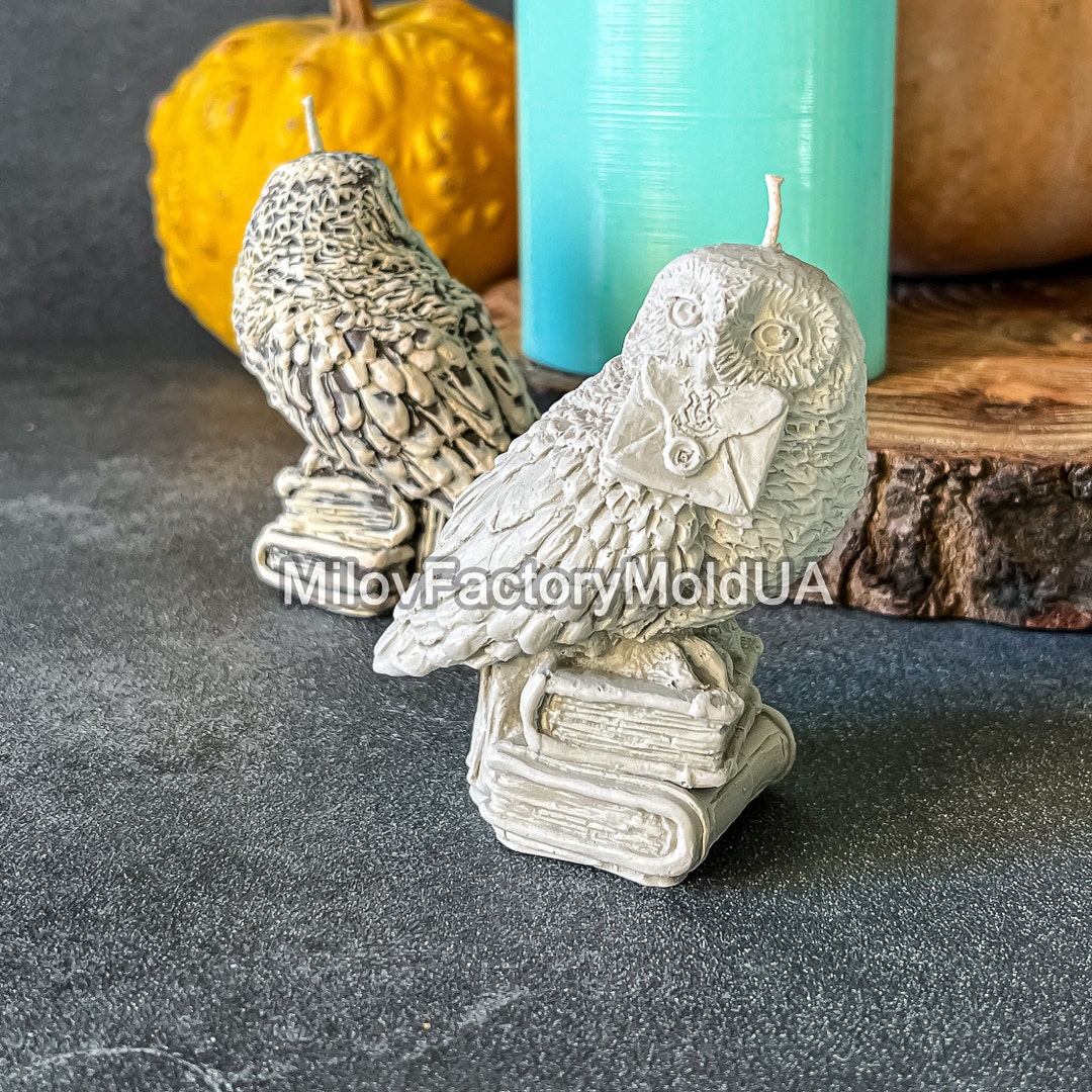Owl With Letter Candle Silicone Mold Magic Candle Mold Owl Silicone ...