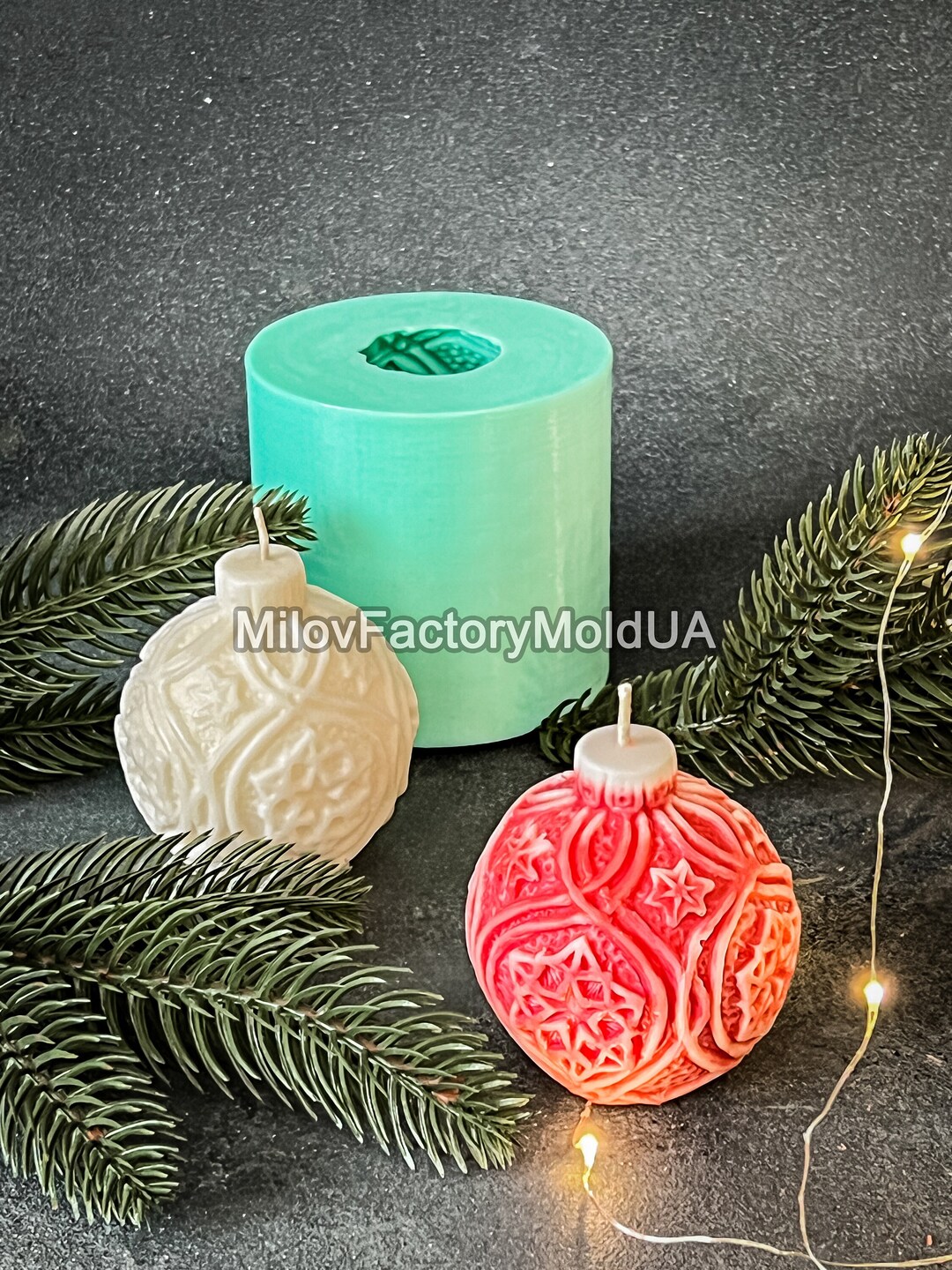 Silicone Mold 3D Christmas Globe - Christmas Relief Ball Mold 3D Globe ...