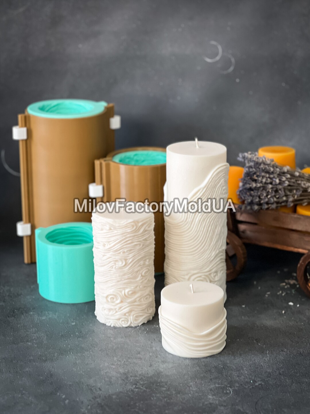Exclusive Cylinder Molds Waves - Pillar Mold Silicone - Unique Pillar ...