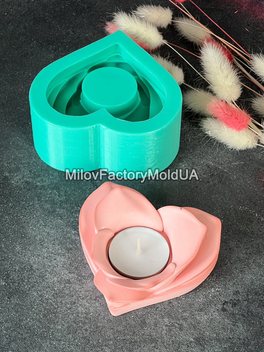 Gypsum Tea Candle Holder Mold Rose - Rose Mold for Gypsum - Gypsum ...