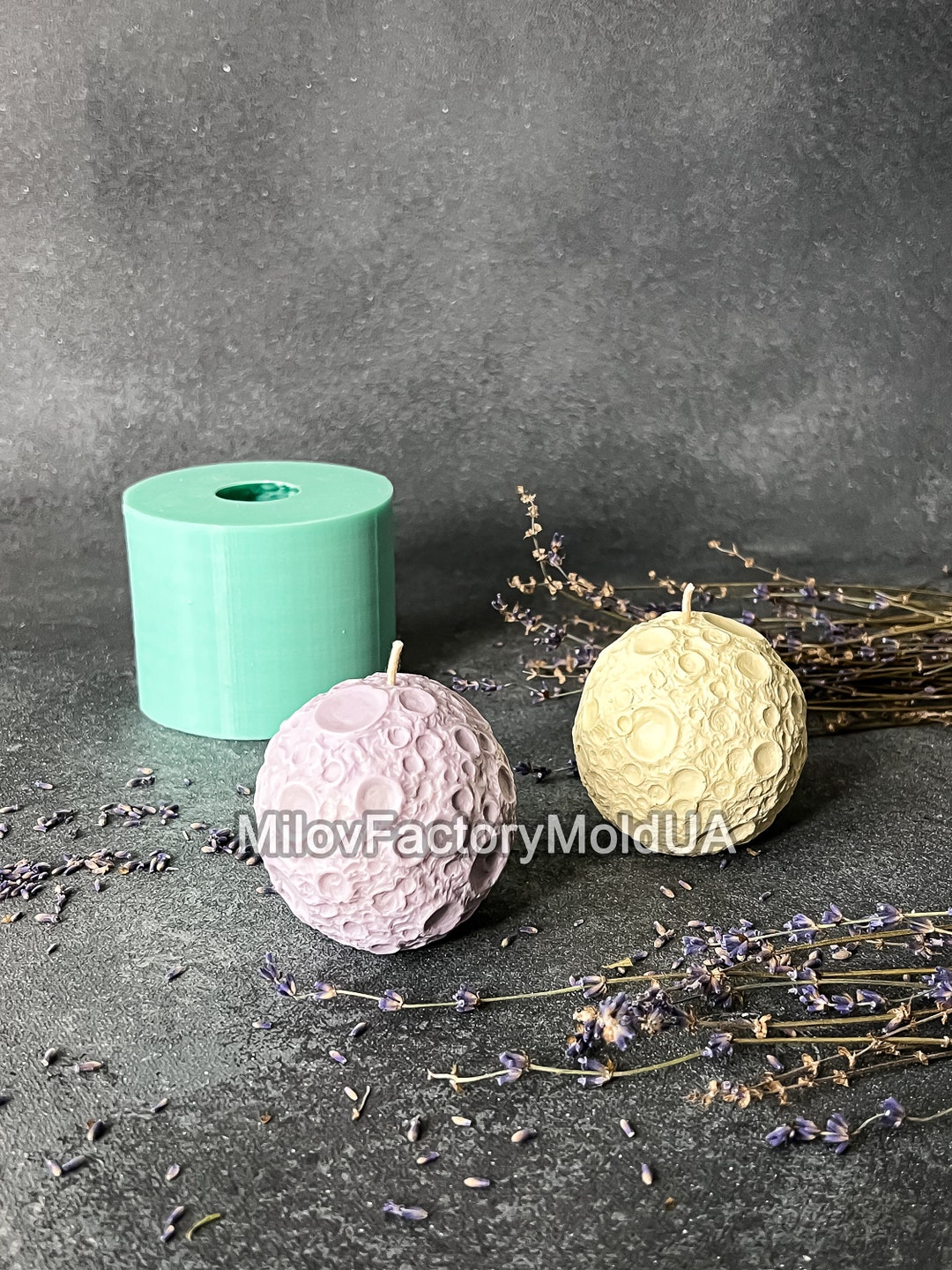 Moon With Craters Candle Silicone Mold - 3D Full Moon Mold - Esoteric ...