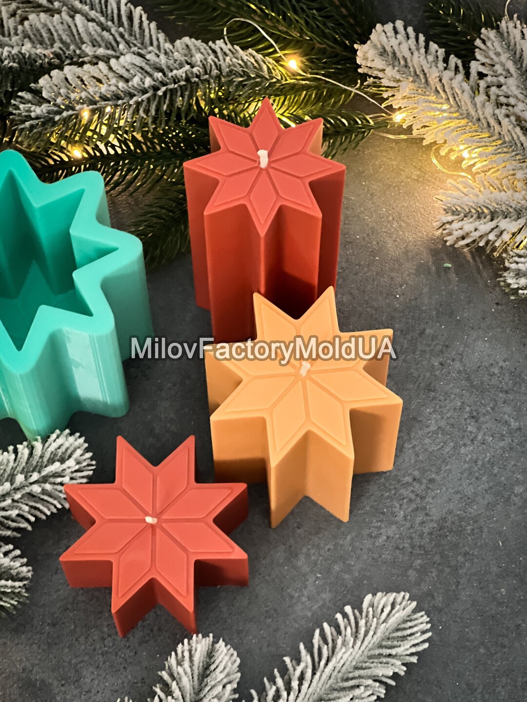 Octagonal Star Pillar Mold - Relief Pillar Candle Molds Set - DIY Molds ...