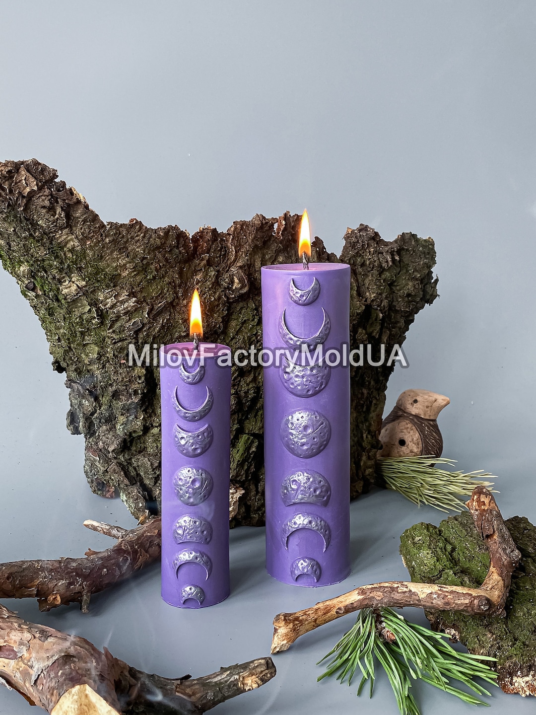 Moon Phases Cylinder Silicone Mold - 3D Moon Candle Mold Cylinder ...