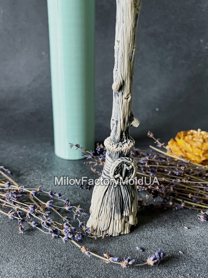 Witch Broom With Cweorth Rune Silicone Mold BEESWAX Only Sculpture ...