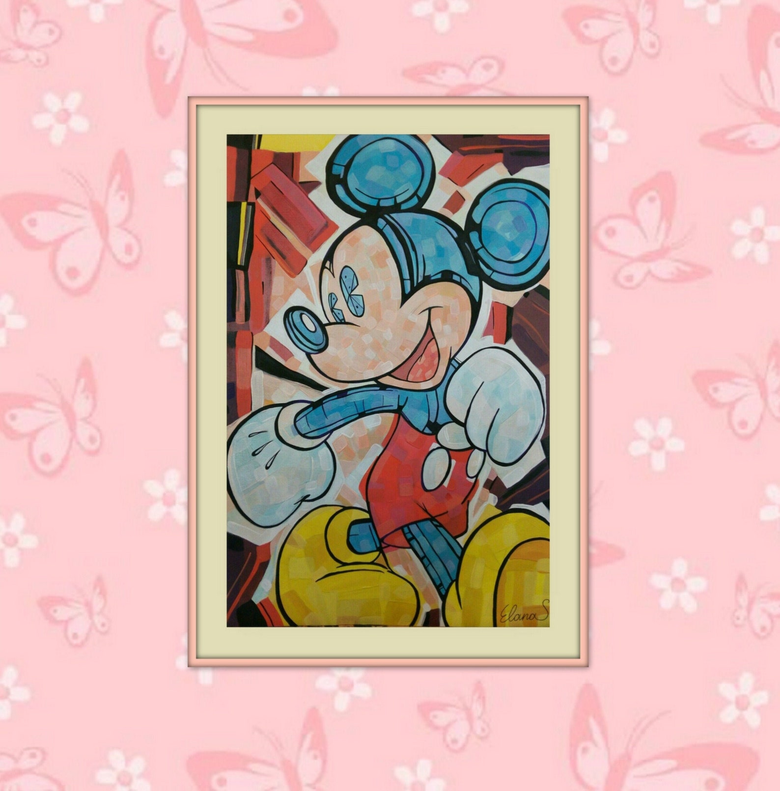 Mickey Mouse Original Acrylic Painting, Kids Room Disney Wall Art ...