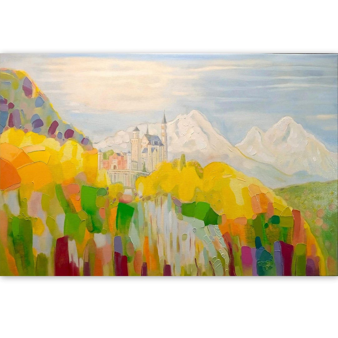 German Castle, Neuschwanstein Castle, Oil Landscape Autumn Germany, Old ...